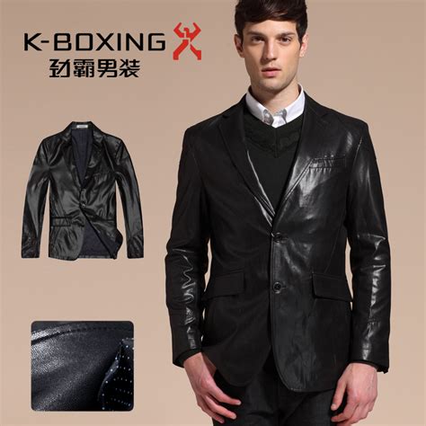 劲霸男装专柜正品男士春秋时尚修身型休闲翻领单西服仿皮西装外套君临天下guo66