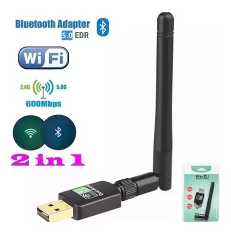 Adaptador 2x1 Wifi Bluetooth Usb 600 Mbps Antena Receptor
