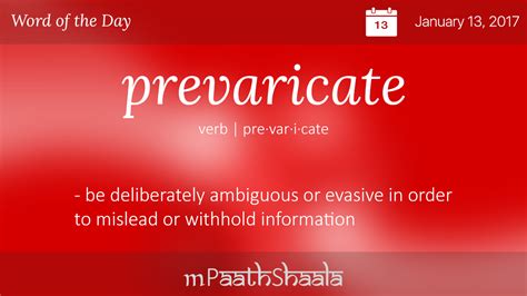 Definitions Synonyms And Antonyms Of Prevaricate Word Of The Day