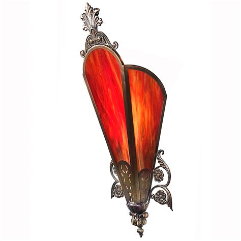 Collection Of Large And Dramatic Stained Glass Theater Sconces Early