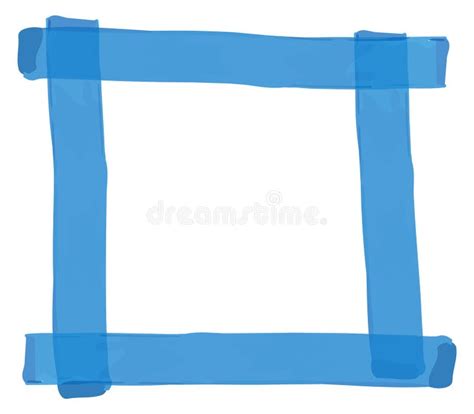 Square Highlighter Frame Marker Lines Blue Border Stock Vector