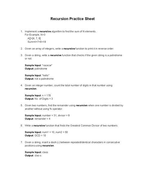 Recursion Practice For Example N A 4 7 8 Sum478 Given An