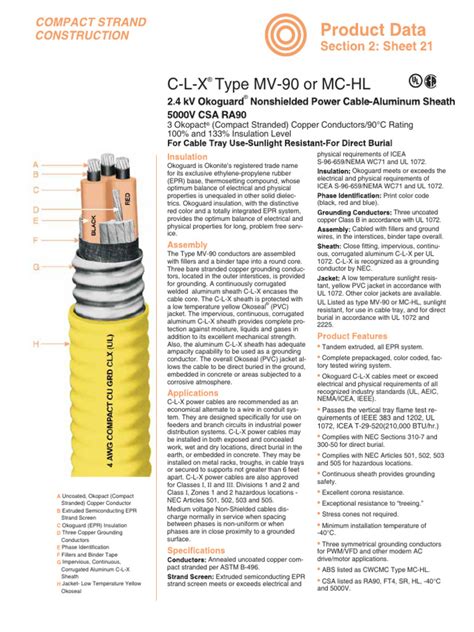 Clx 2 4kv Mc Okonite Pdf Electrical Conductor Electromagnetism