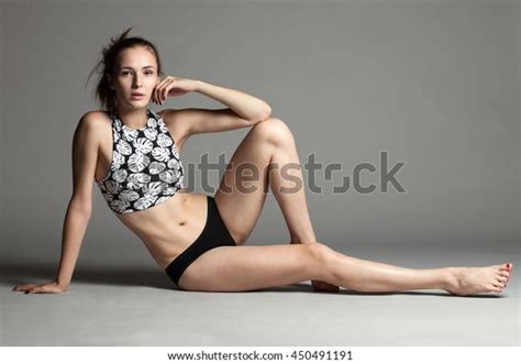 Woman Fashion Model Without Make Sitting Stock Photo 450491191 Shutterstock