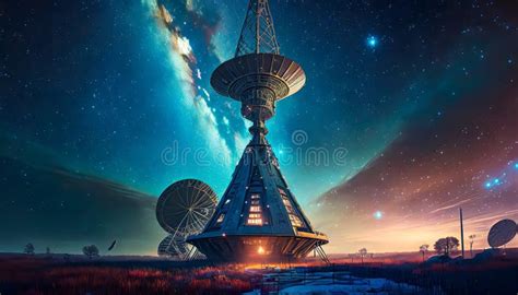 Transmitter With Night Starry Sky Stock Illustration Illustration Of