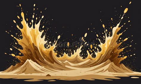 Digital Splash Liquid Gold With Dark Background And Gradient Effect Creating Dynamic And