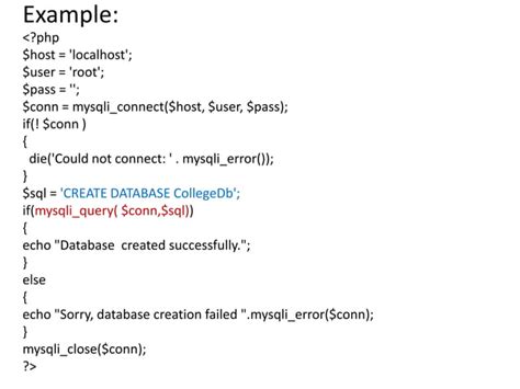 connecting to database mysql in php pptx
