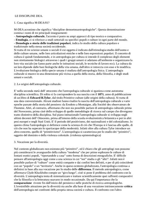 Riassunto Manuale Di Antropologia Culturale Di Fabio Dei Docsity