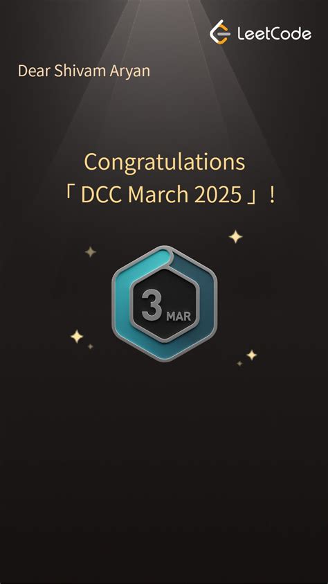 Leetcode Dailycodingchallenge Achievement Shivam Aryan