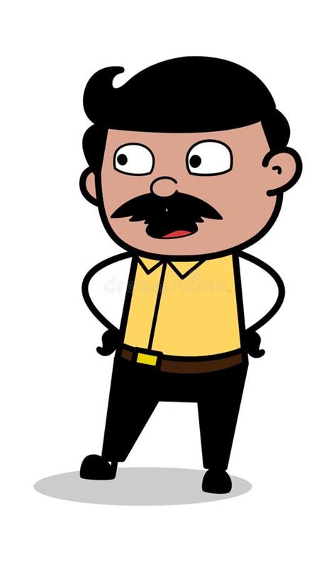 Shocked While Talking Indian Cartoon Man Father Vector Illustration