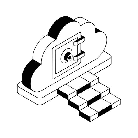 Ready To Use Isometric Outline Icon Showing Cloud Vault 67226471