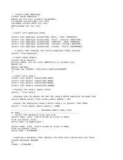 Sql Exercise 1 Sql Create Table Employee Create Table Employee