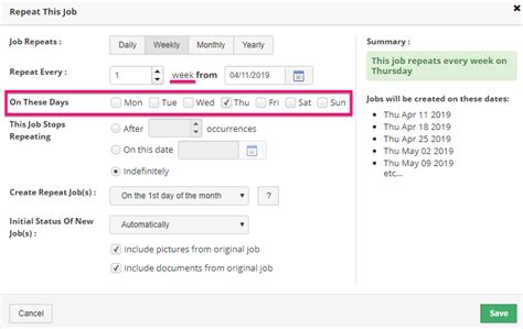 Repeating Jobs Service Fusion