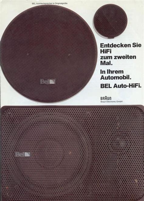 An Advert For The Braun Audio System Featuring Two Speakers And One