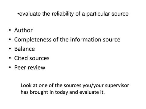 Ppt Evaluating Sources For Reliability Powerpoint Presentation Free