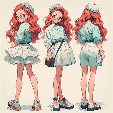 Premium Photo Character Anime Of Female Playful Chibi Kawaii Retro
