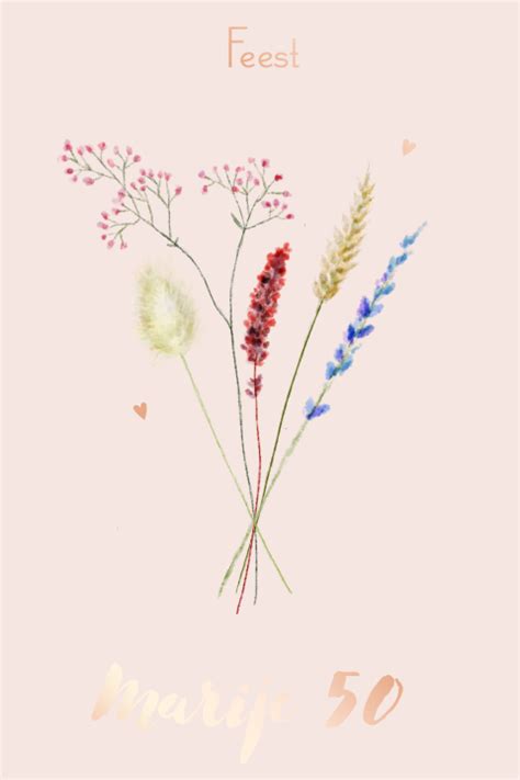 Uitnodiging Bloemen Kaart Botanisch Goudfolie