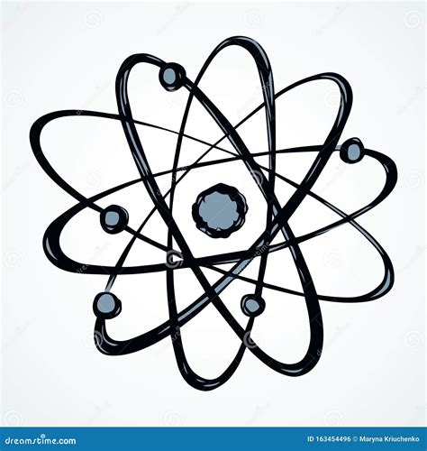 Atom Vector Drawing Icon Sign 163454496
