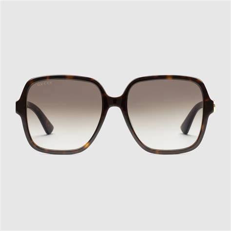 Rectangular Frame Sunglasses In Tortoiseshell Acetate Gucci® Tr