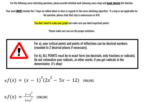 Solved For The Following Curve Sketching Questions Please Chegg