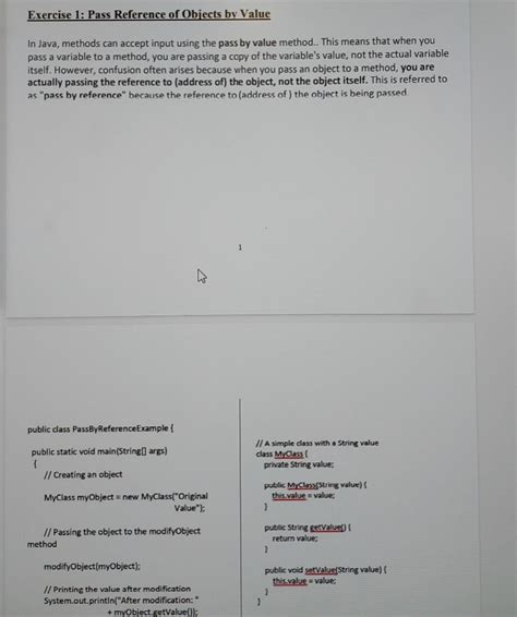 Solved Exercise 1 Pass Reference Of Objects By Valu