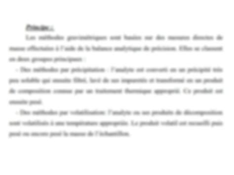 SOLUTION Cours 4 Chapitre 2 M Thode Chimiques Danalyse Studypool