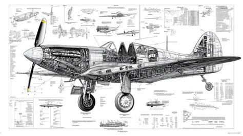 Detailed Schematic Of A Spitfire Fighter Aircraft Showcasing Internal