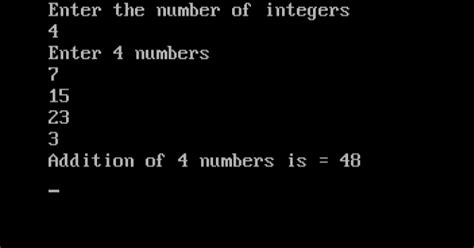 c program to add n numbers