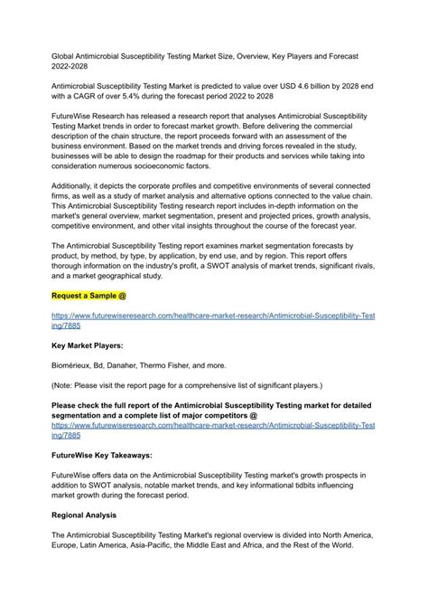 Ppt Global Antimicrobial Susceptibility Testing Market Size Overview Key Players Powerpoint