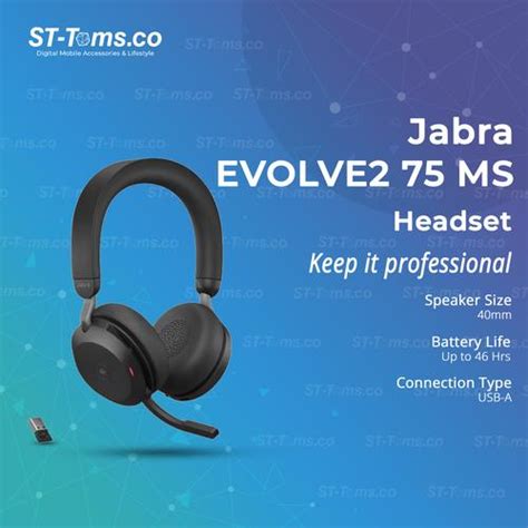 Promo Jabra Evolve2 75 MS Wireless Headset With 8 Microphone Technology Black Stand USB A