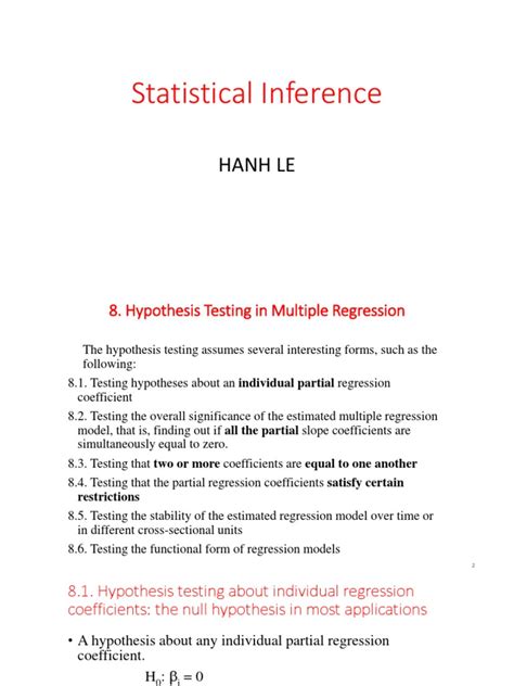 Statistical Inference Pdf Regression Analysis Coefficient Of