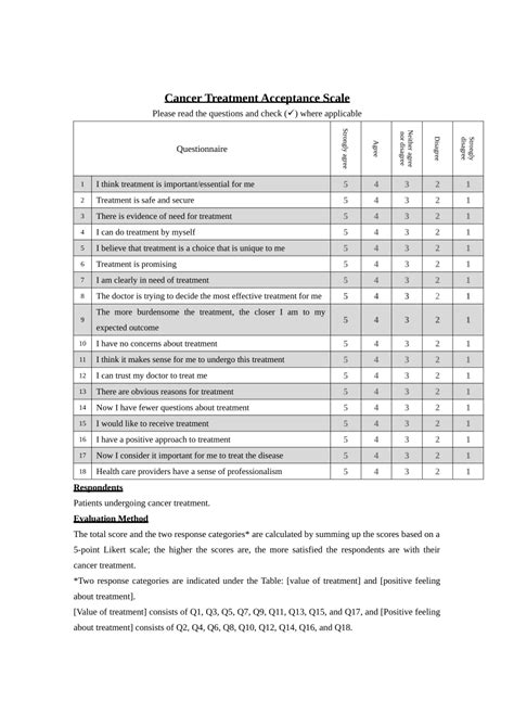 Pdf Cancer Treatment Acceptance Scale