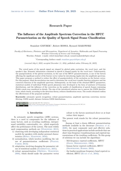 Pdf The Influence Of The Amplitude Spectrum Correction In The Hfcc Parametrization On The
