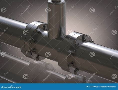 Silver Pipeline On A Gray Stock Illustration Illustration Of Faucet
