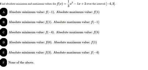 Find Absolute Minimum And Maximum Values For Studyx