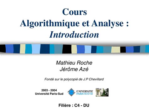 Ppt Cours Algorithmique Et Analyse Introduction Powerpoint Presentation Id 4017703
