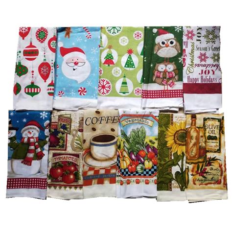 1pc 38x63cm 크리스마스 산타 클로스 인쇄 폴리 에스터 주방 행주 티 타월 크리스마스 파티 선물 Aliexpress
