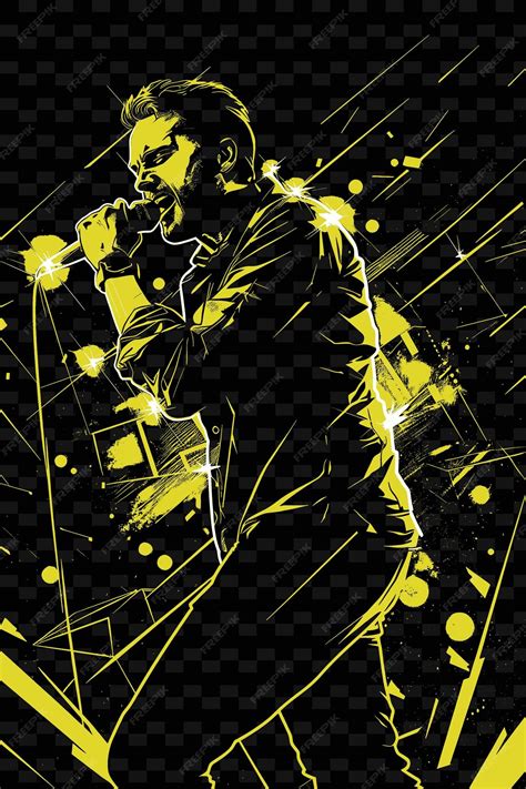 Premium Psd Man Holding A Microphone With A Concert Stage Behind Him