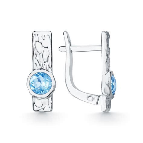 Серьги из серебра с топазами Swiss Blue — интернет магазин Костромской