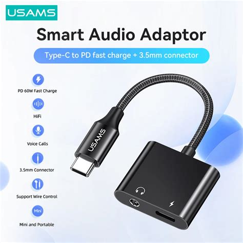 Usams Usb C To Mm Jack Headphone Adapter Aux Type C To Dc Audio Adapter With Pd W