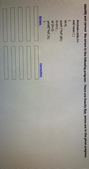 Solved Identity And Correct The Errors In The Following