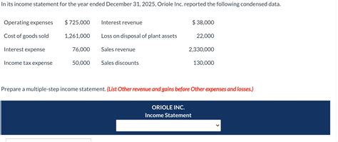 Solved Prepare A Multiple Step Income Statement List Other Chegg