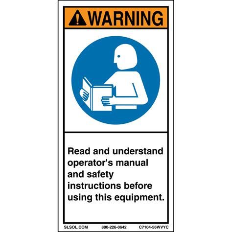 Warning Read And Understand Manual Safety Label 15 X 3