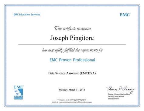 Data Science Associate Emcdsa Certificate Pdf