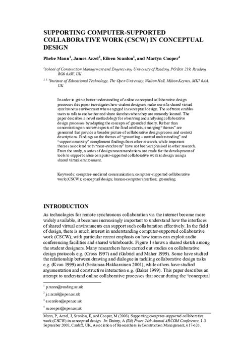 Pdf Supporting Computer Supported Collaborative Work Cscw In