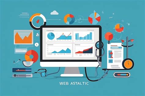 flat vector illustration of web analytics information and development