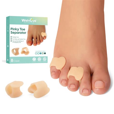 Welnove Gel Toe Separator 8 Pack Pinky Toe Spacers Little Toe Cushions Small