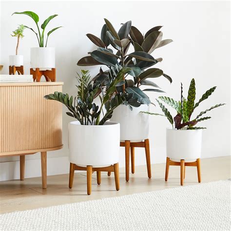 Mid Century Modern Plant Stand Tall Indoor Wood Plant Stand 23 Modern