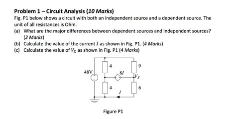 Solved Problem 1 Circuit Analysis 10 Marks Fig P1 Below Chegg Com