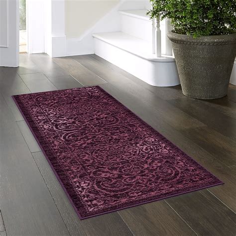 Maples Rugs 2 X 6 Ft Wineberry Indoor Medallion Persian Machine Washable Runner Rug B4055708
